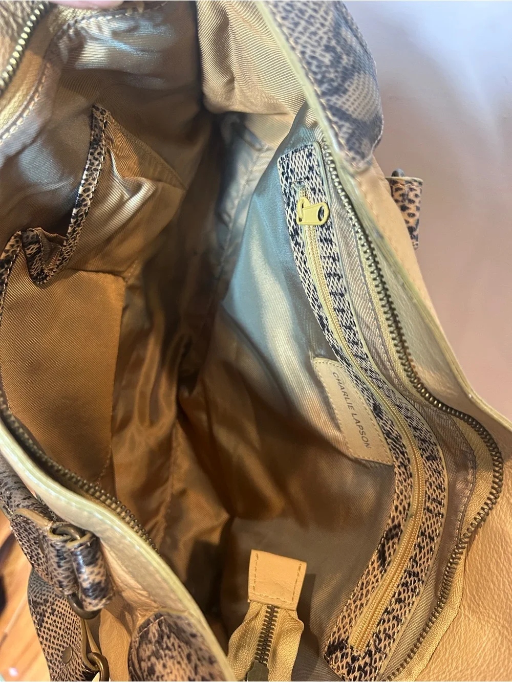Charlie Lapson | Bags | Charlie Lapson Tan Snake City Bag | Poshmark